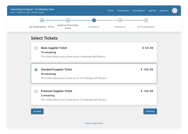 An engaging event platform for hosted buyer programs.